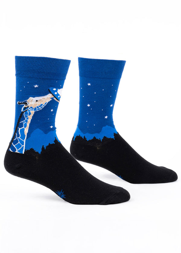 Galactic Giraffe Men's Socks | Funny Space Socks for Him - Cute But Crazy Socks
