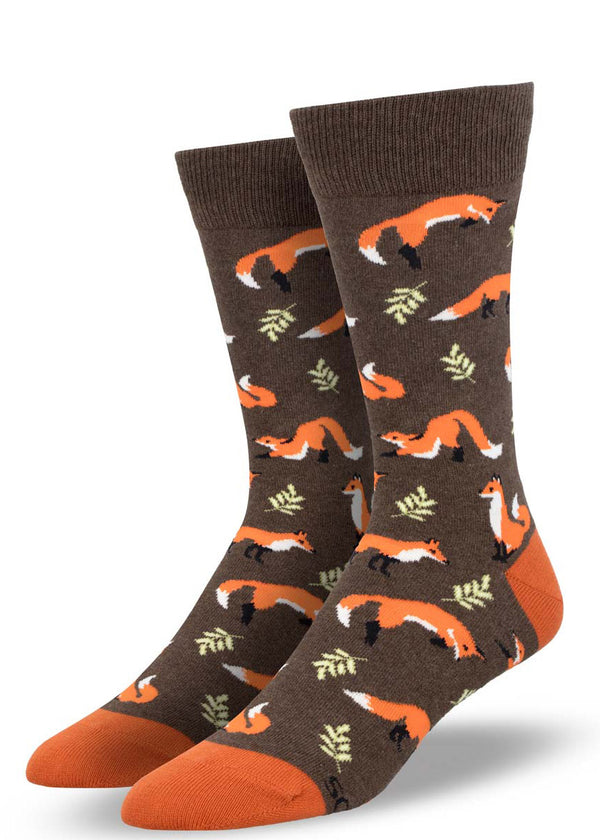 Forest Foxes Men's Socks | Animal Dress Socks for Him - Cute But Crazy ...