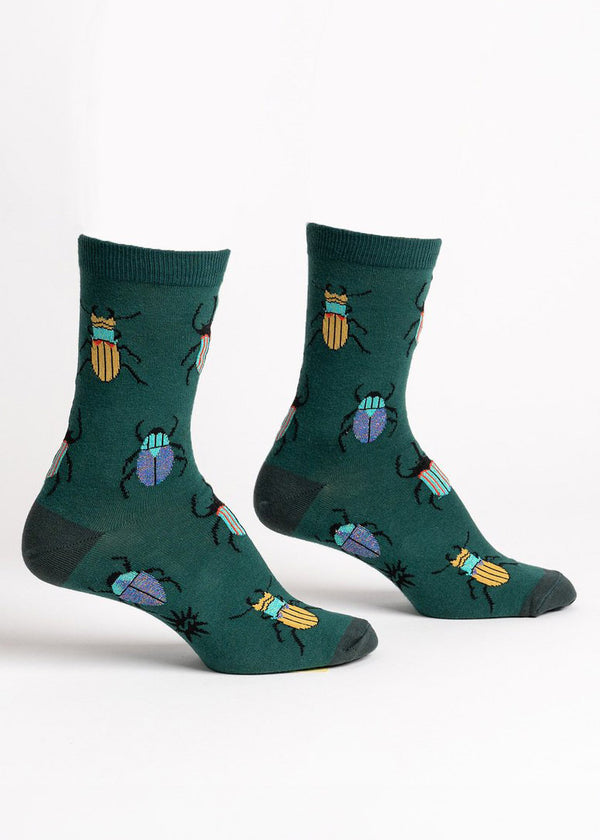 Metallic Beetles Women's Socks | Sparkly & Fun Bug Socks - Cute But ...