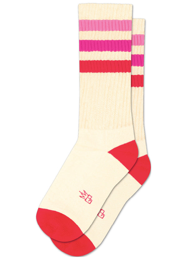 Pink Gradient Stripe Retro Gym Socks | '70s Style Crew - Cute But Crazy ...