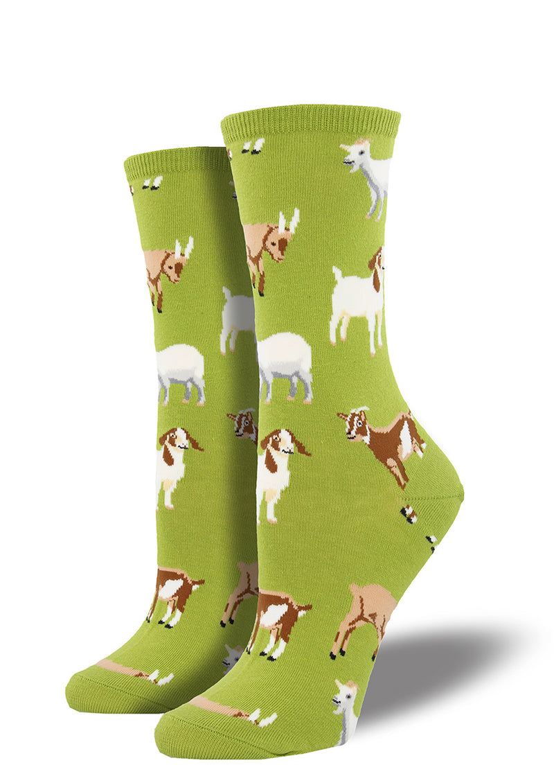 Goats Crew Socks | Cute Socks for Women with Animals - Cute But Crazy Socks