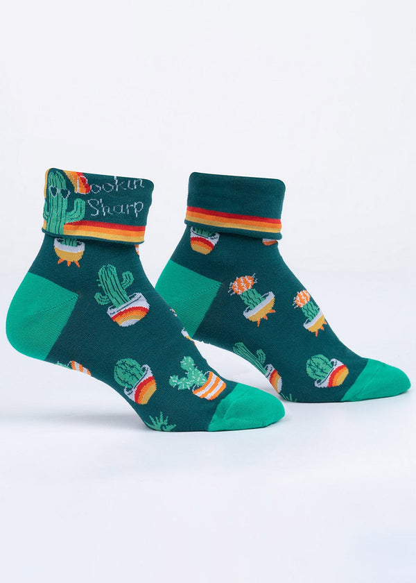 Lookin' Sharp Cactus Cuff Ankle Socks | Plant Lover Gift Idea - Cute ...