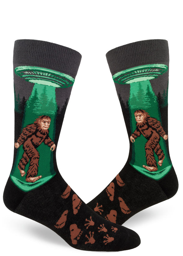 Sasquatch UFO Socks | Funny Alien Socks for Men With Bigfoot Abduction ...